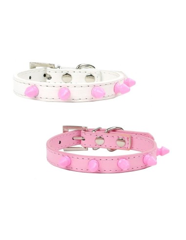 Collier pour chien avec pointes métal roses, chic et rebelle